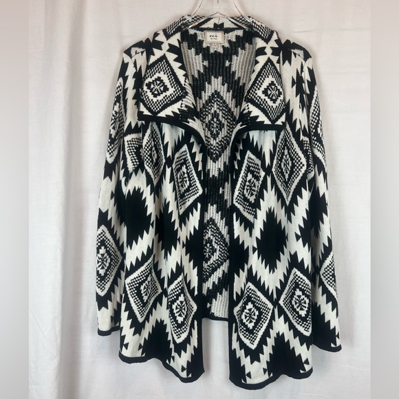 ECI | Sweaters | Eci Black White Open Front Aztec Cowboy Cardigan ...